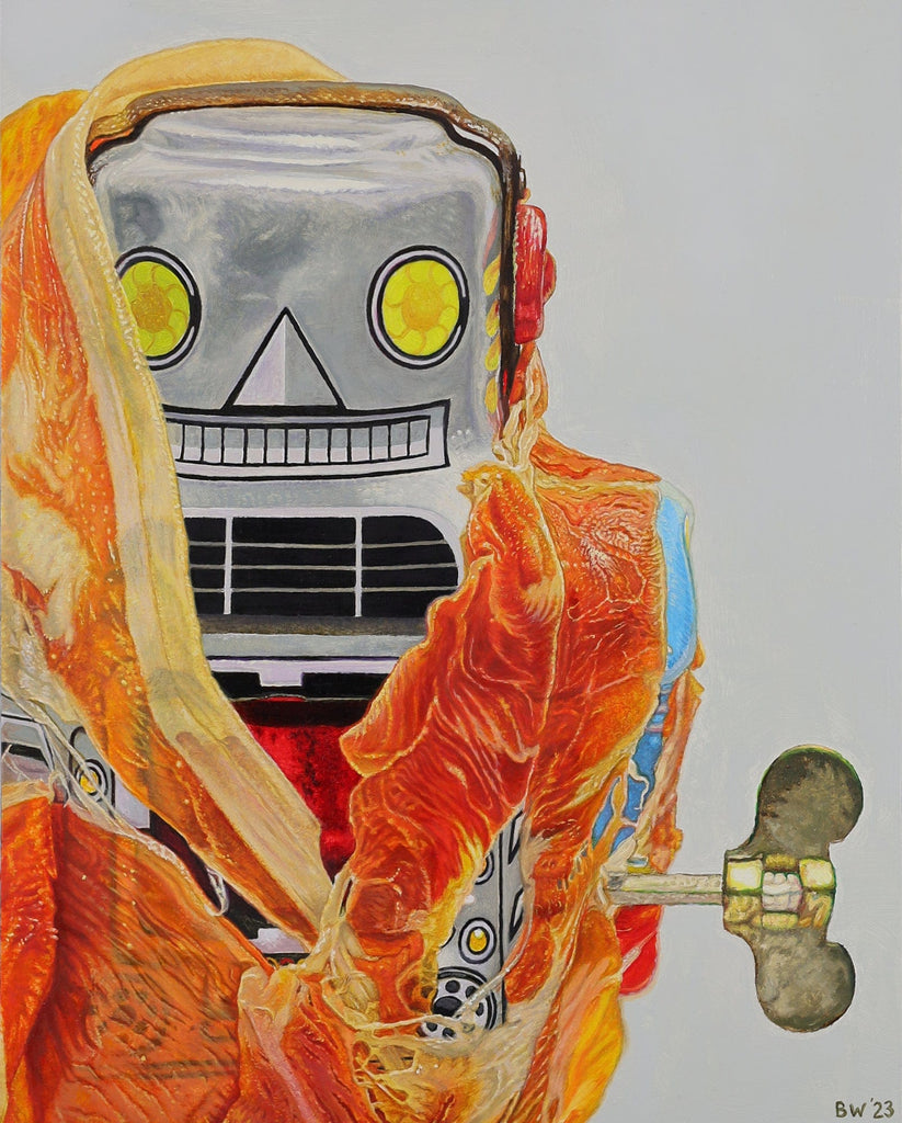 Beau White - "Not A Robot" - oil on board | Beinart Gallery