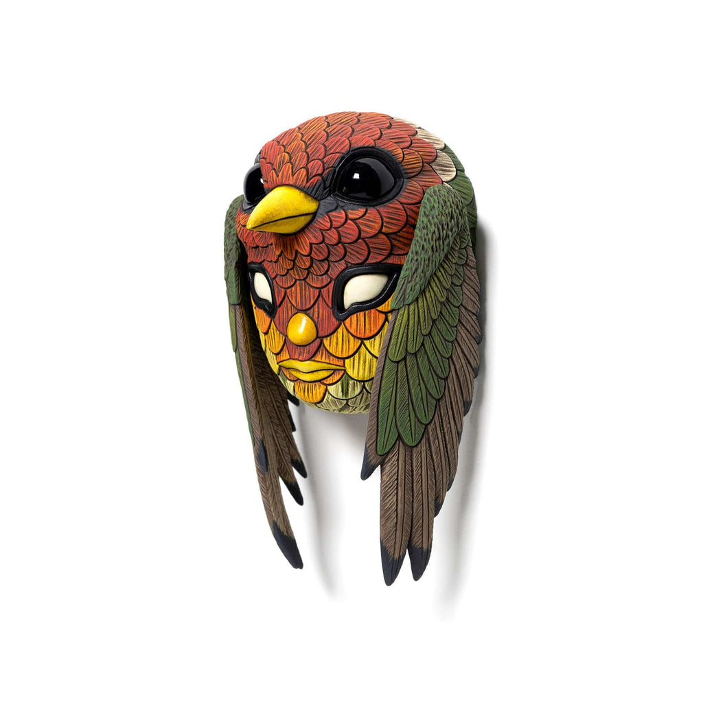 Calvin Ma - "Blend In Mask (Red Headed Barbet)" - ceramic, glaze ...
