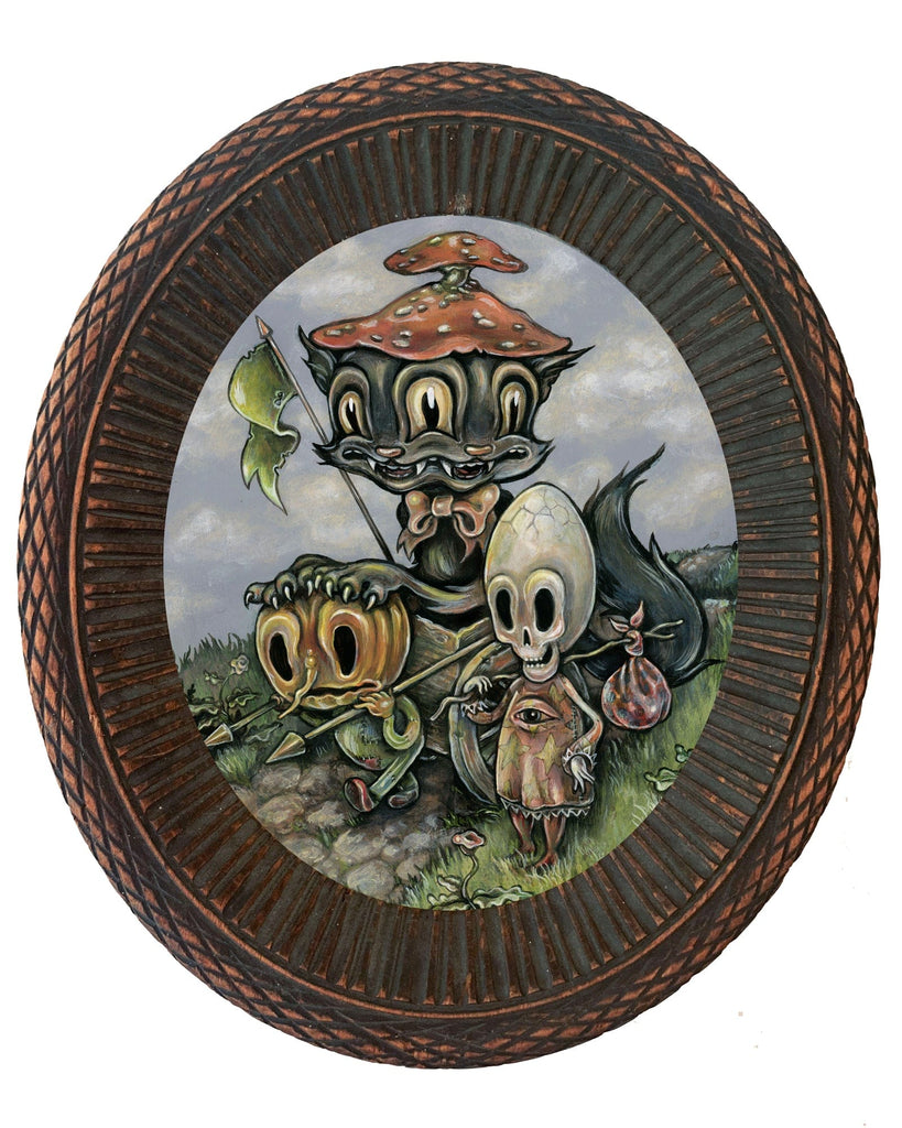 Gretchen Lewis - "The Travelers" - acrylic gouache and crackle medium | Beinart Gallery