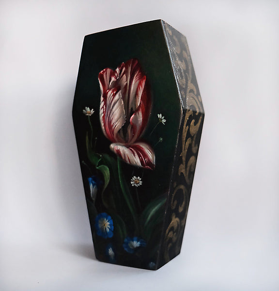 Jennifer Allnutt - "Coffin Tulip" - oils on custom shaped panel ...