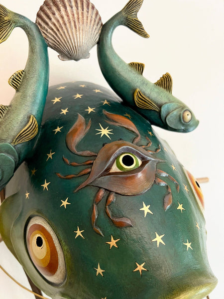 Kristen Egan - "Ikhthyes" - gourds, wood, paper clay, acrylics, metal ...