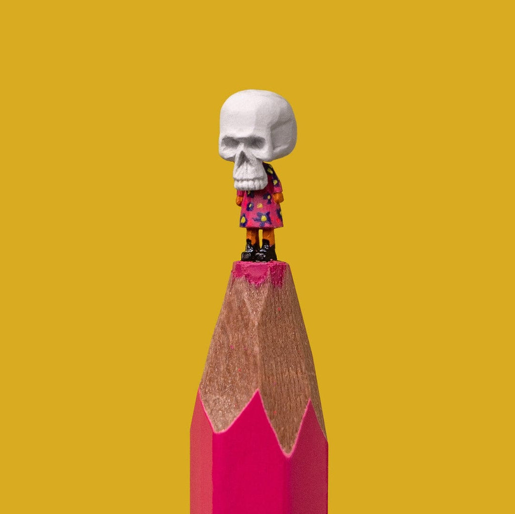 Salavat Fidai - "White Skull" - pencil micro-sculpture | Beinart Gallery