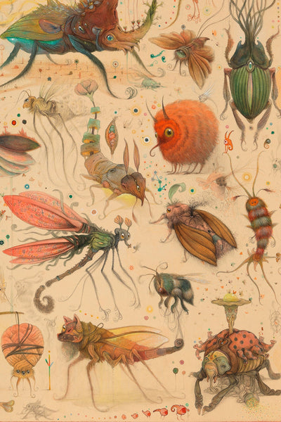 Vorja Sánchez - 'Insect Dialogue' - ink, watercolour, graphite, gouach ...