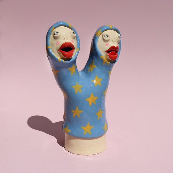 Ginklet - "The Lovers" - ceramic clay and underglaze | Beinart Gallery