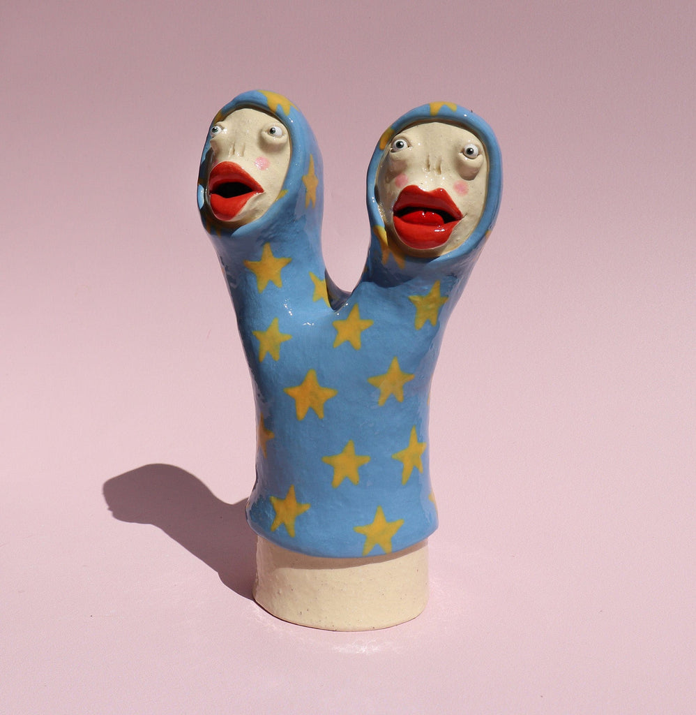 Ginklet - "The Lovers" - ceramic clay and underglaze | Beinart Gallery