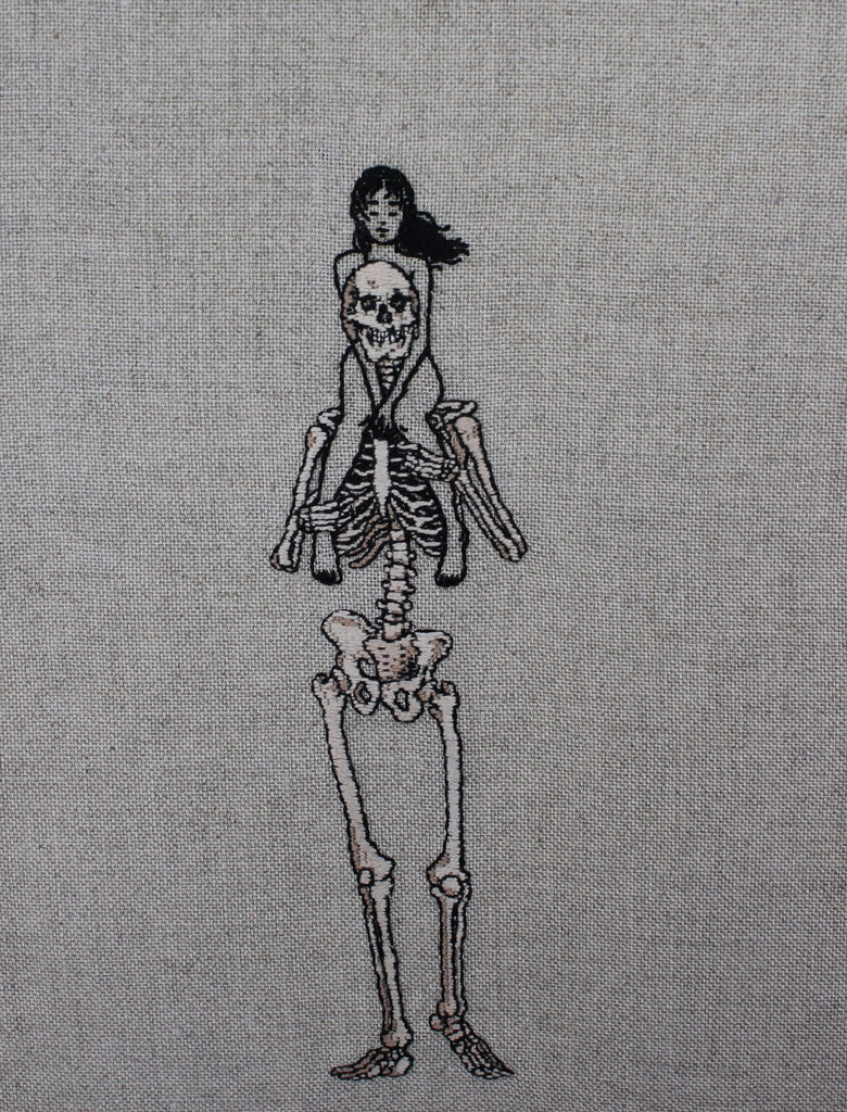 Adipocere - "New Heights" - hand embroidery on natural linen, cotton t ...