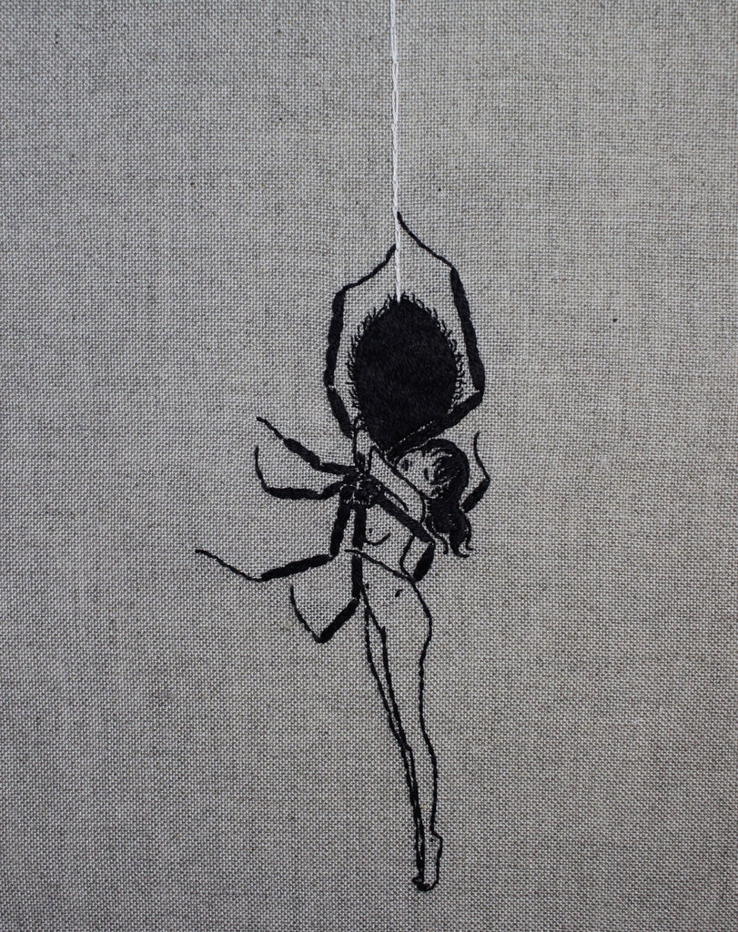 Adipocere - "Untitled" - hand embroidery on natural linen, cotton thre ...