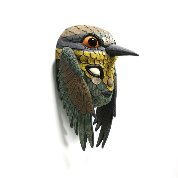 Calvin Ma - "Blend In Mask (European Bee-eater)" - ceramic, glaze ...