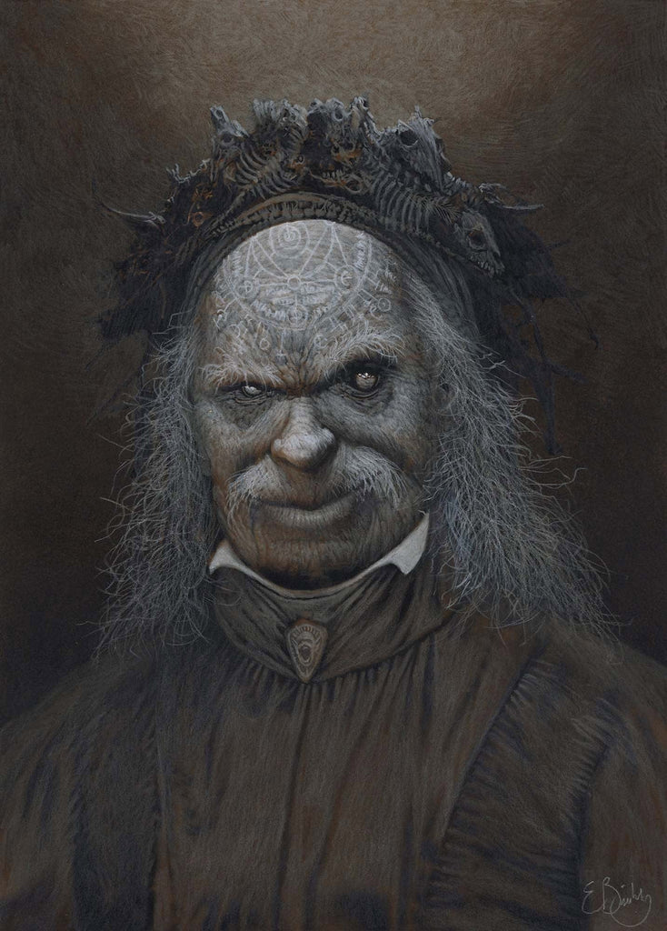 Ed Binkley - "Sorcerer" - coloured pencil and white charcoal on toned ...