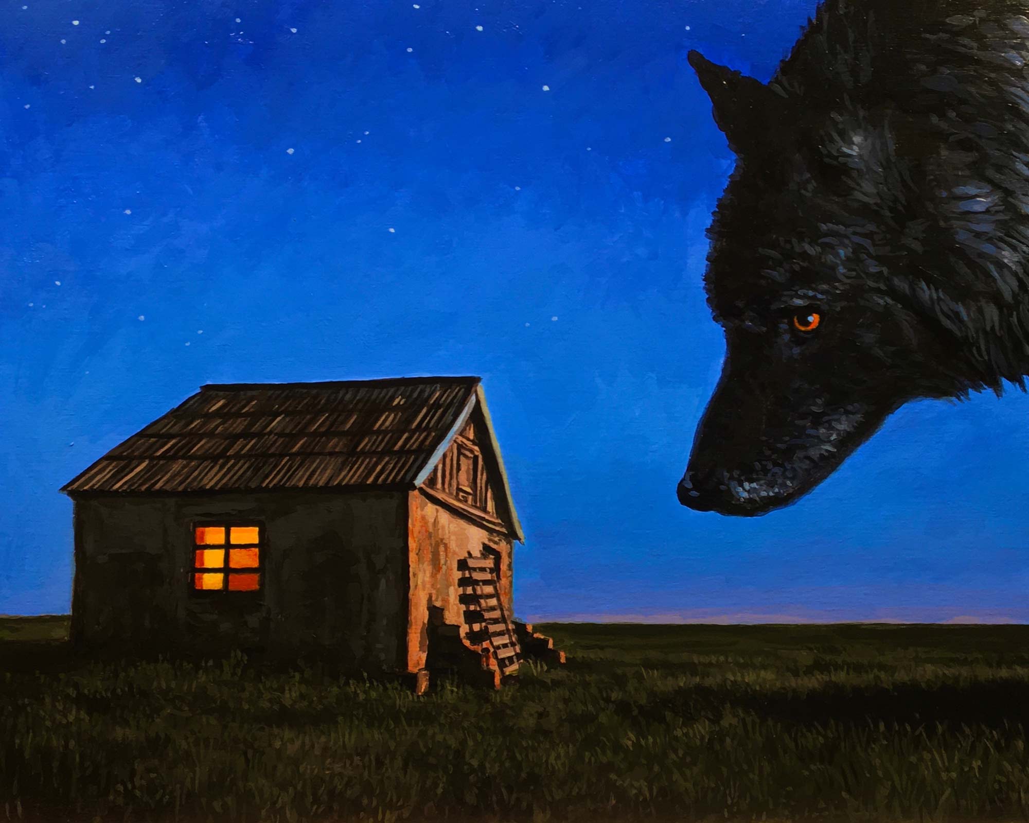 Josh Keyes The Visitor Acrylic On Birch Panel Beinart Gallery josh-keyes-the-visitor-acrylic-on-birch-panel-beinart-gallery