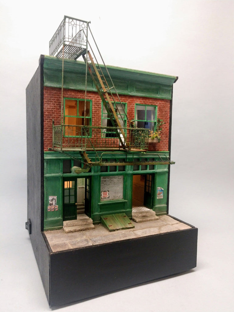 Ken Hamilton - "Storefront in Green"- mixed media: wood, brass and pap ...