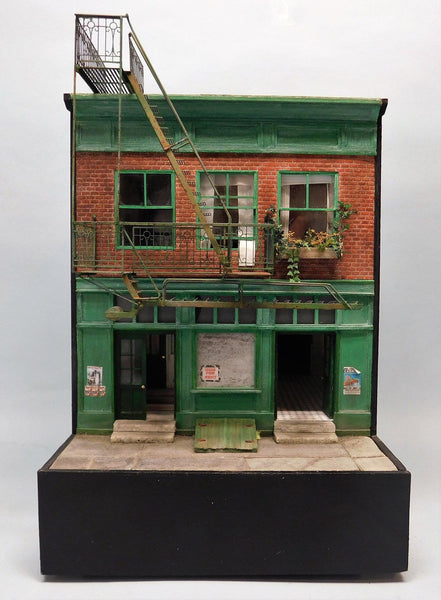 Ken Hamilton - "Storefront in Green"- mixed media: wood, brass and pap ...
