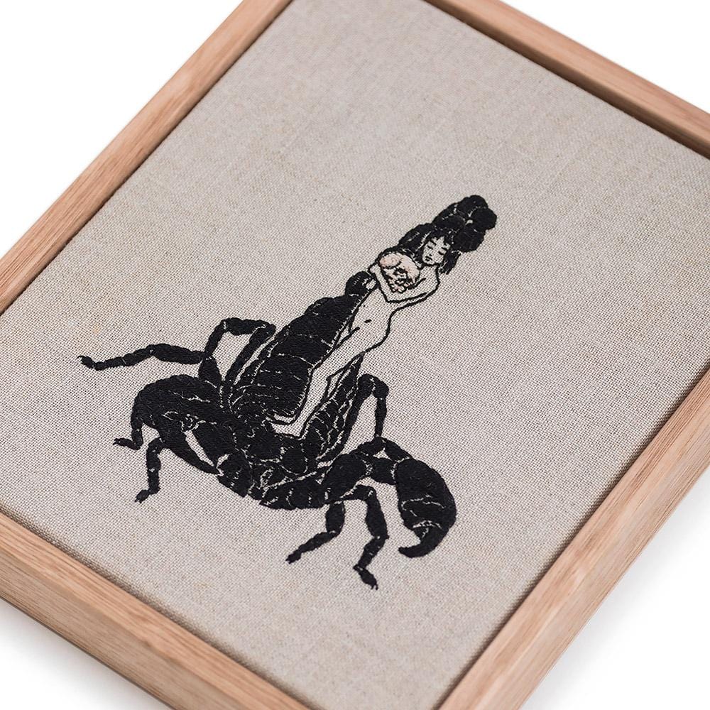 Adipocere - “Menage a trois” - hand embroidery on natural linen, cotto ...