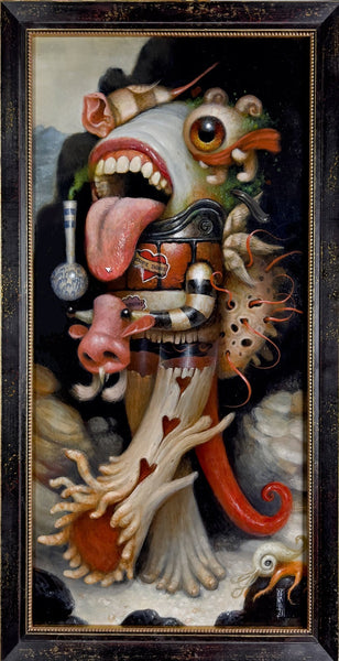 Jesús Aguado - "The Joker God" - acrylic on birch panel | Beinart Gallery