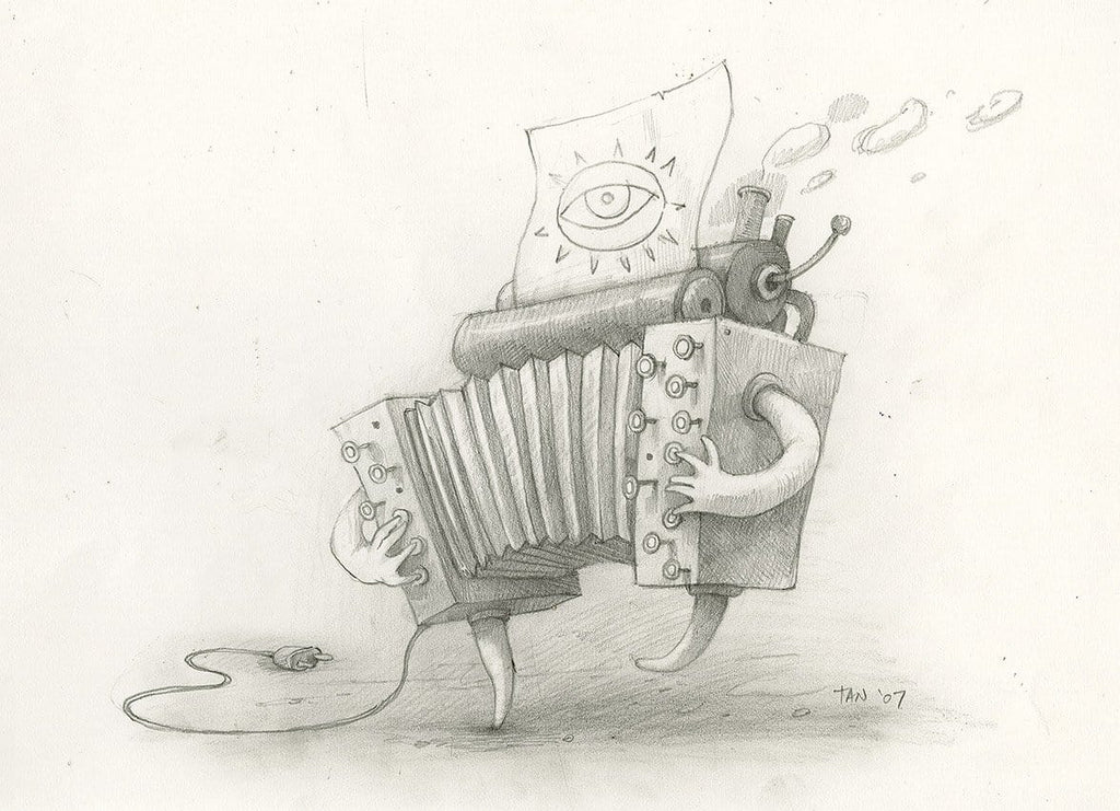 Shaun Tan - Lost Thing film concept art: Accordio (2007) - pencil on p ...